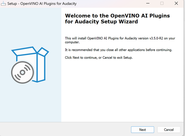 Actualiza Audacity 3.5.1 pero con plugin OpenVINO 2025